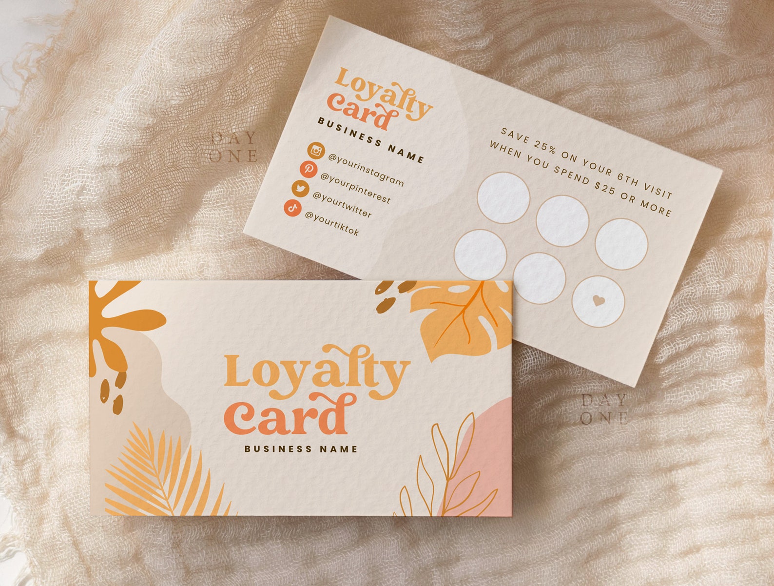 Printable Business Loyalty Card, Boho Loyalty Punch Card, Retro Chic ...