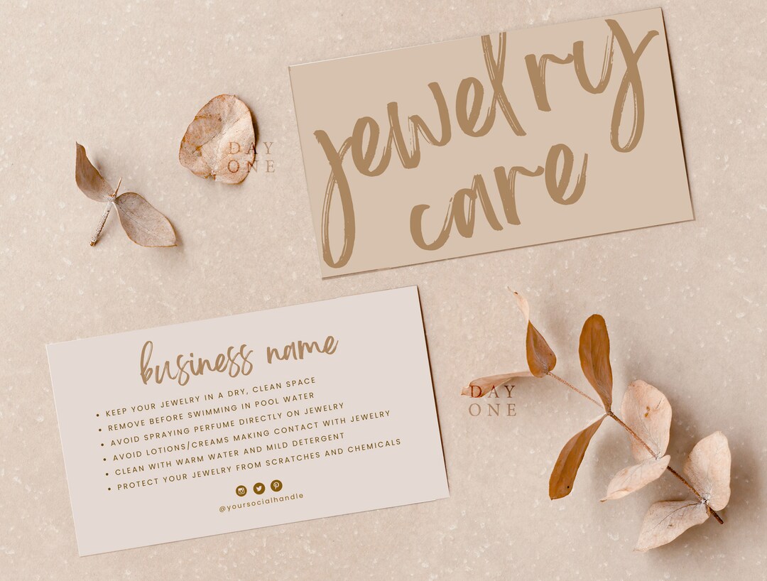 Modern Jewelry Care Card Template Canva, Elegant Jewelry Care ...