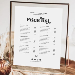 Sharable List of Services, Custom Small Business Sign Template Canva ...