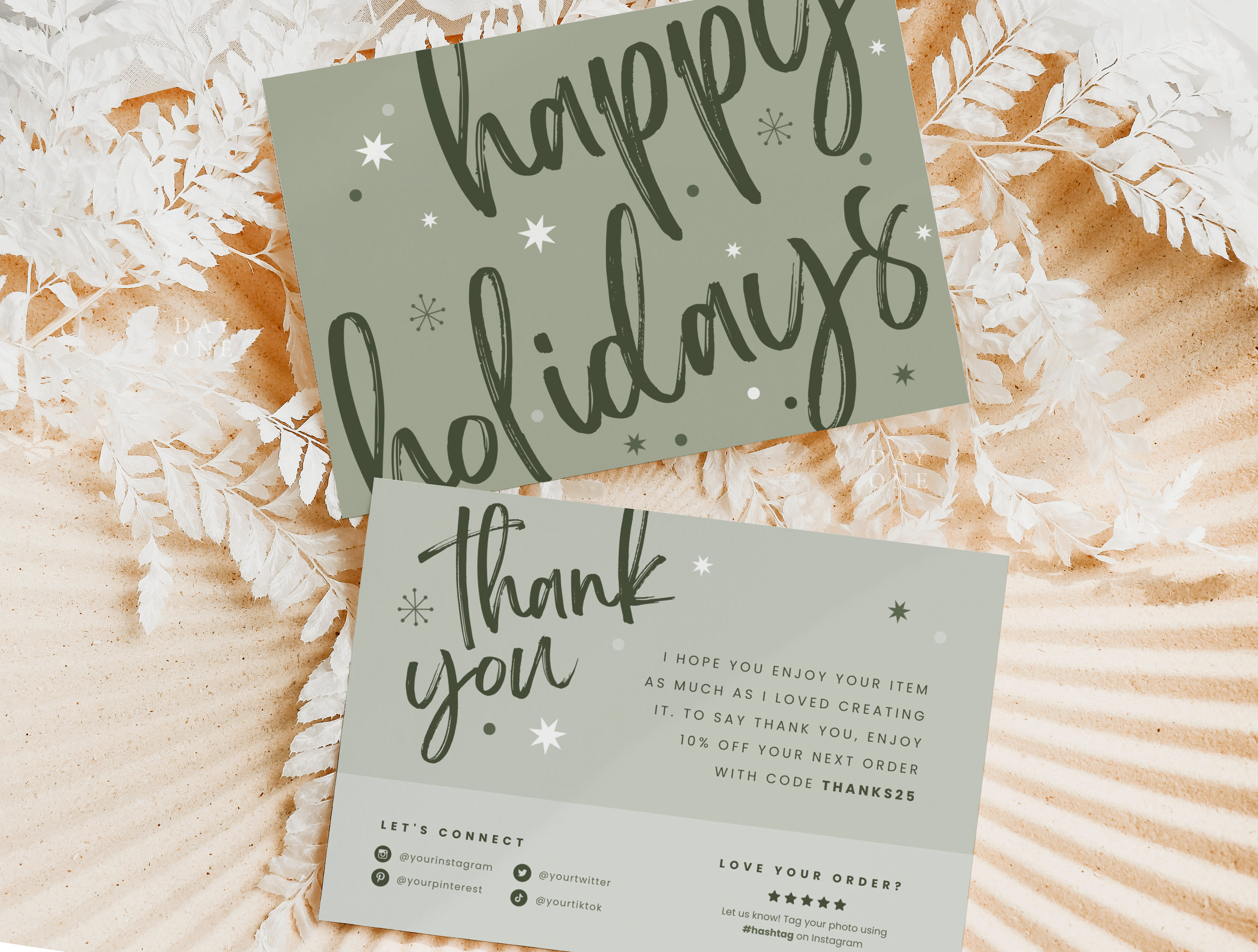 Printable Boho Christmas Thank You Template Canva, Custom Holiday Etsy ...