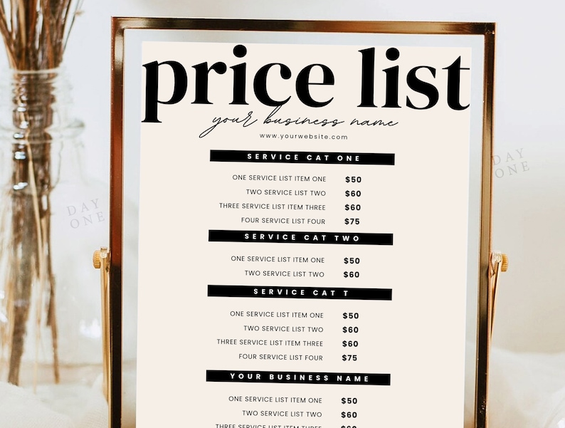 Price List Template, Editable Price List Canva Template, Electronic ...