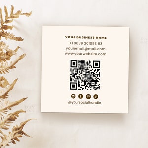 Editable Mini Business Thank You Card Square QR Code, Canva Template ...