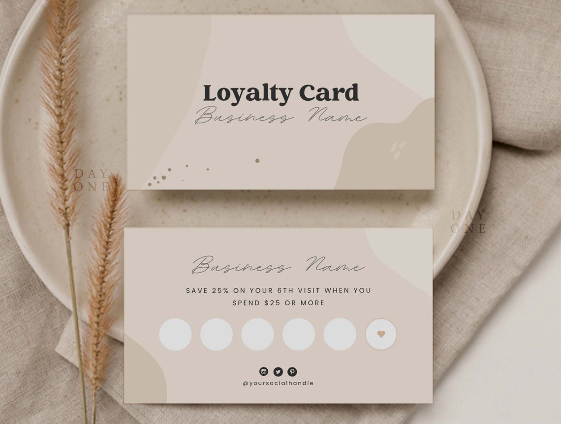 Printable Customer Loyalty Card Design Canva Template Boho - Etsy