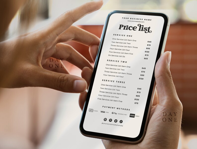 EDITABLE Service Menu Canva Template, Scan to Pay Sign, Digital ...
