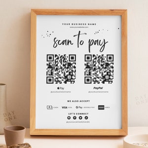 Editable Scan to Pay Payment Method Sign, Small Business Sign ...