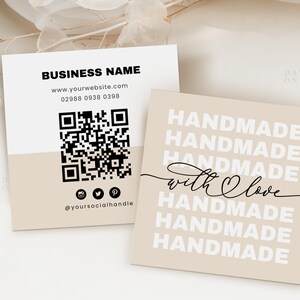 Printable Small Business Card QR Code Template Canva, Made with Love ...