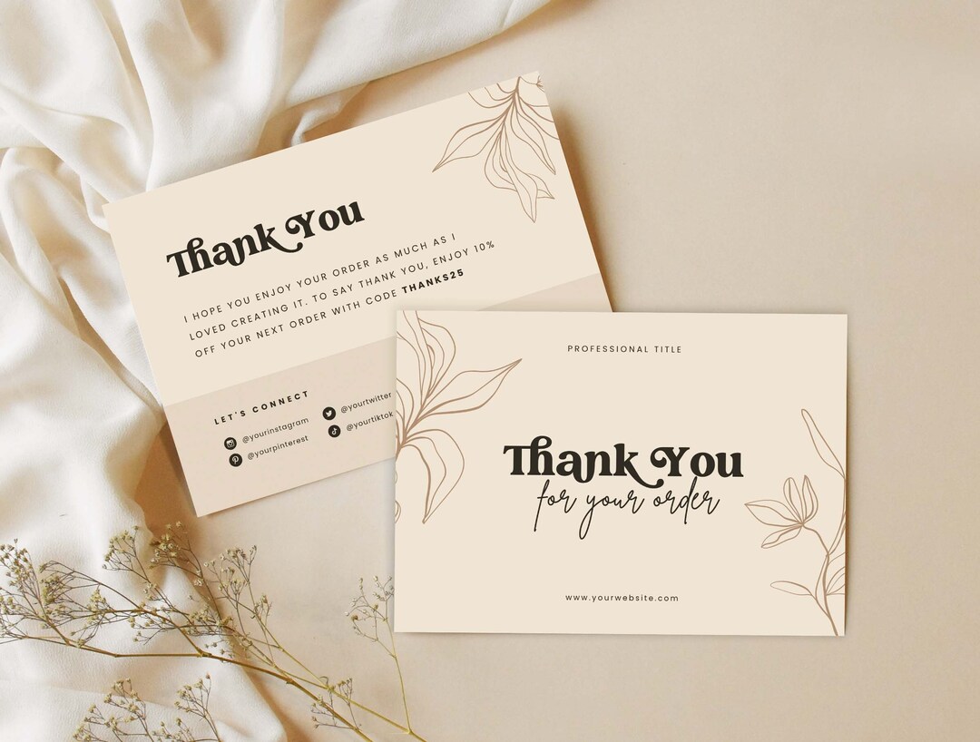 Business Thank You Card Editable, Modern Printable Thanks for Your ...