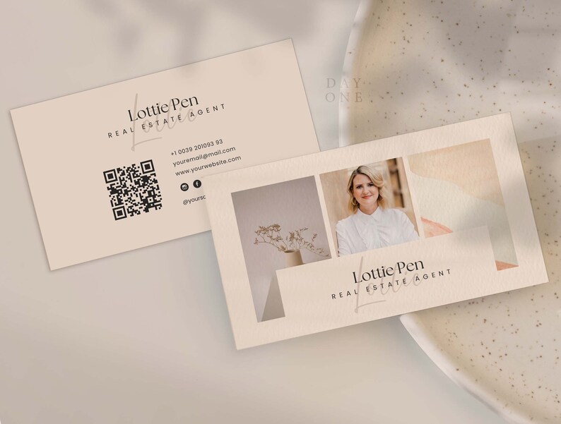 Editable Boho Business Card QR Code Realtor Business Card - Etsy