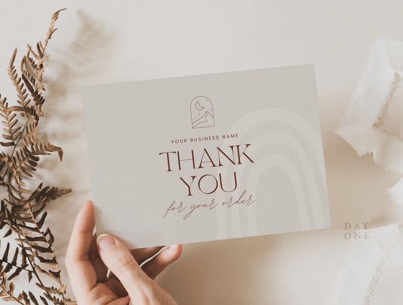 Boho Thank You Card Printable Template, Canva Editable Thanks for Your ...