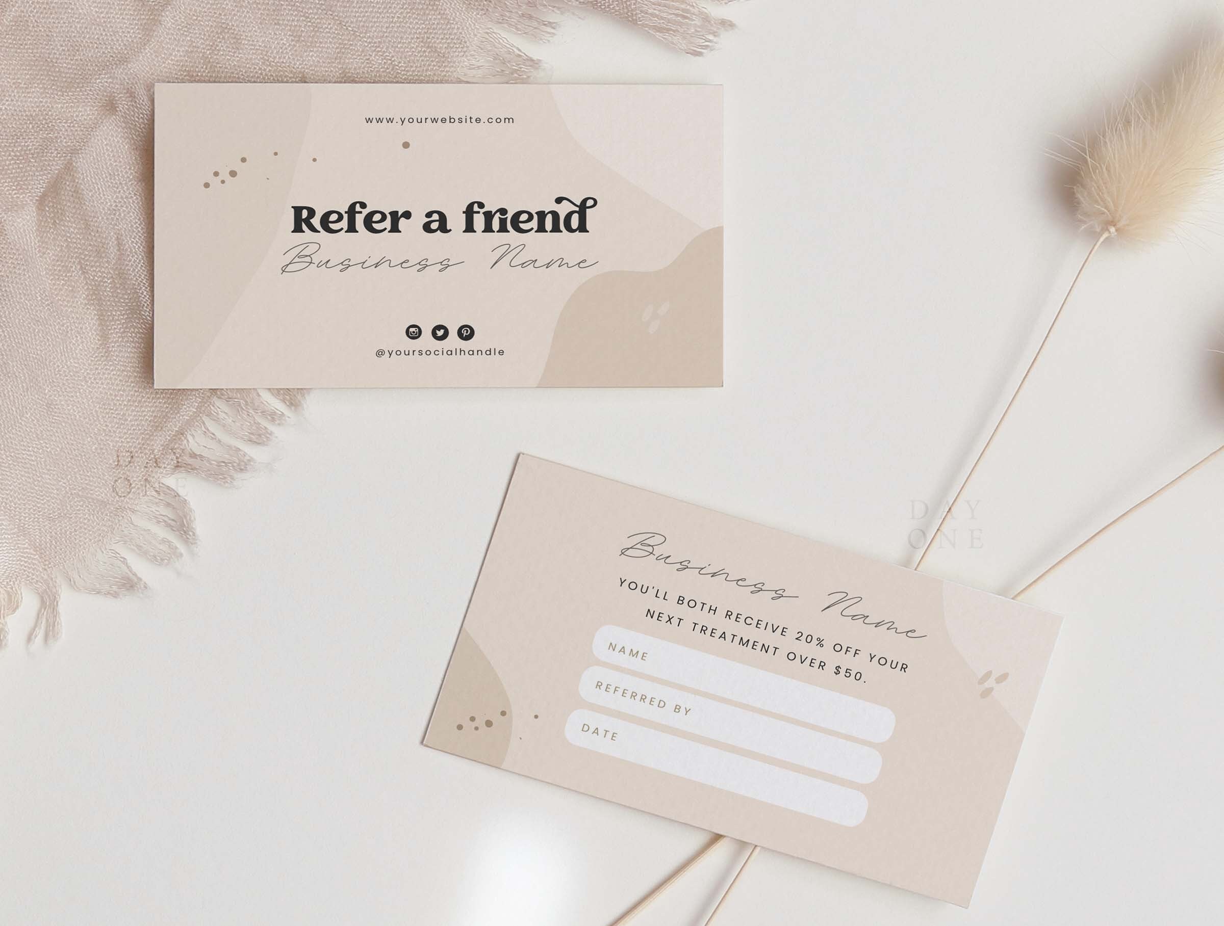 Editable Referral Card Template, Printable Beauty Salon Rewards Card ...