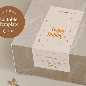Printable Christmas Box Seal Sticker, Editable Small Business Box Label ...