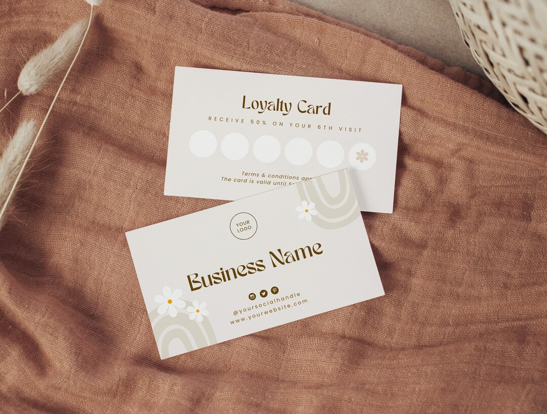 Retro Loyalty Card Template, Editable Customer Punch Card, Rewards Card ...