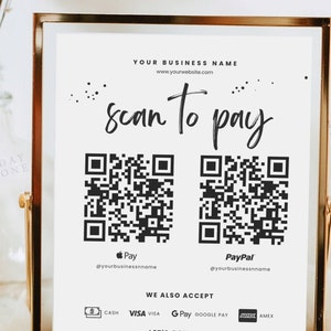 Editable Scan to Pay Payment Method Sign, Small Business Sign ...