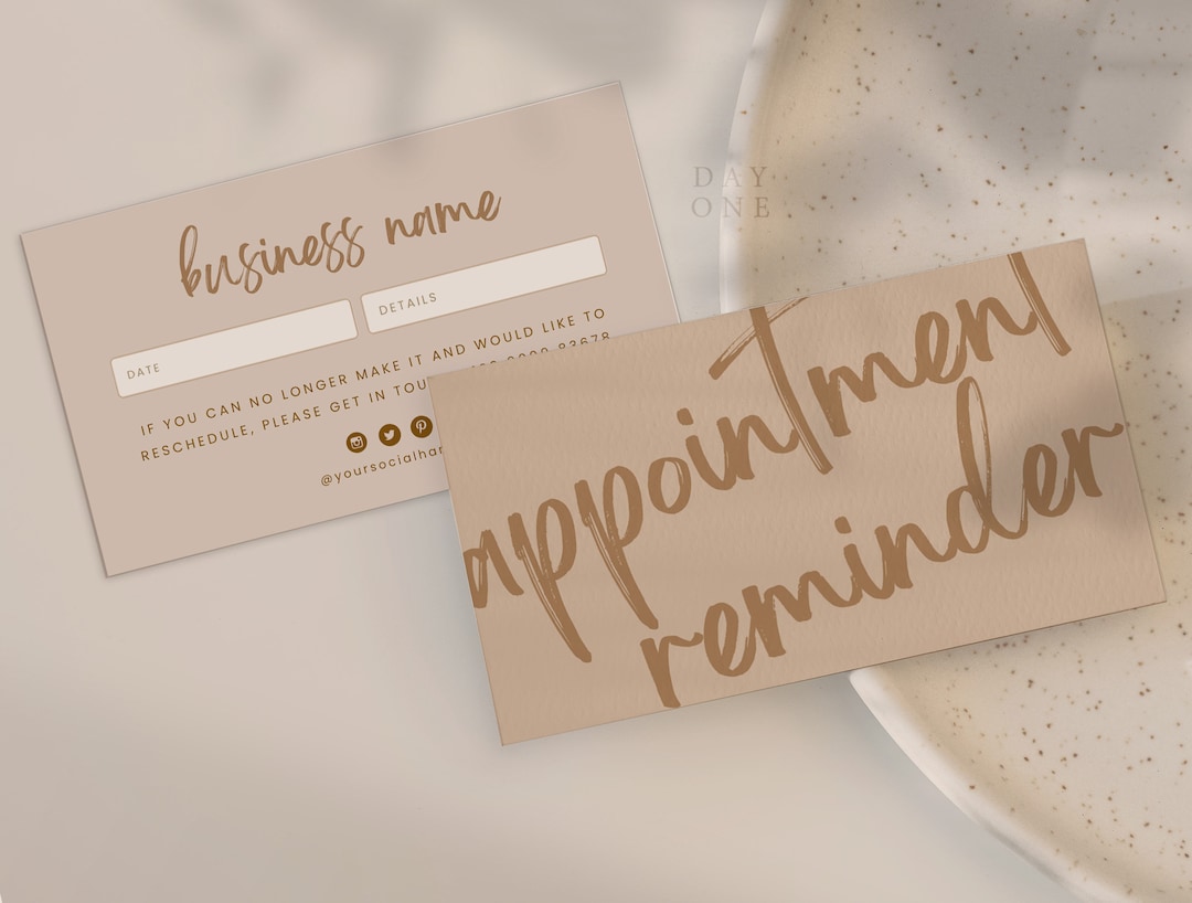 Printable Booking Reminder Card, Editable Appointment Card Template ...