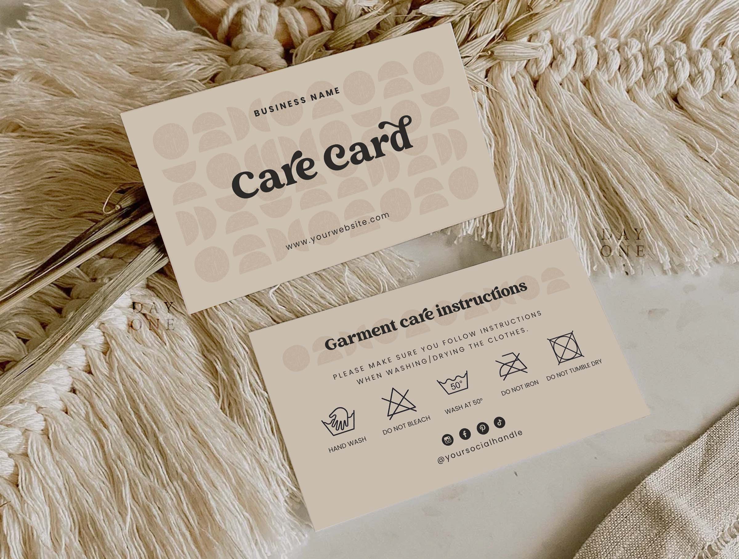 Editable Garment Care Card Template Custom Tshirt Care - Etsy