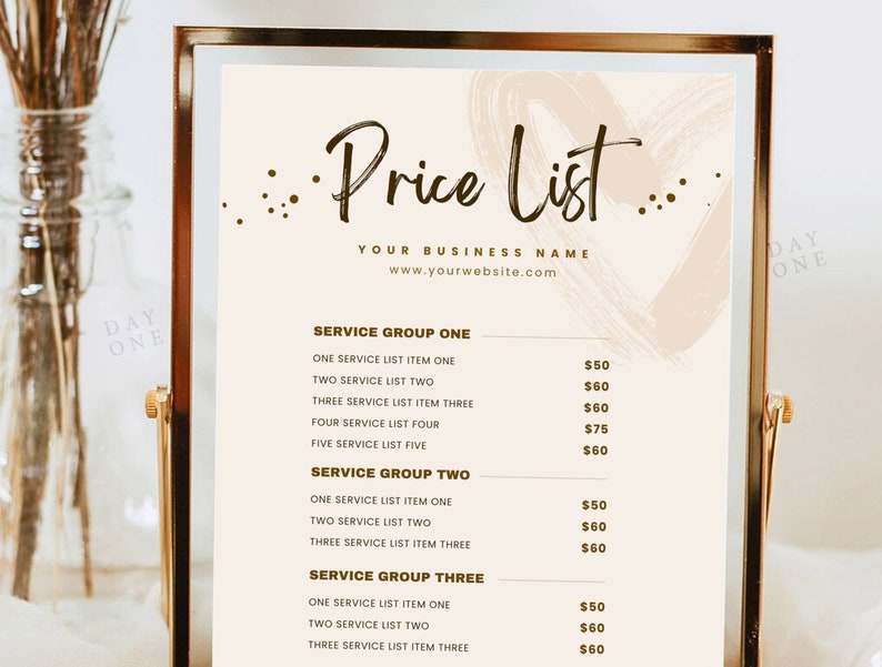 Editable Digital Price List Template Canva Boho Service - Etsy