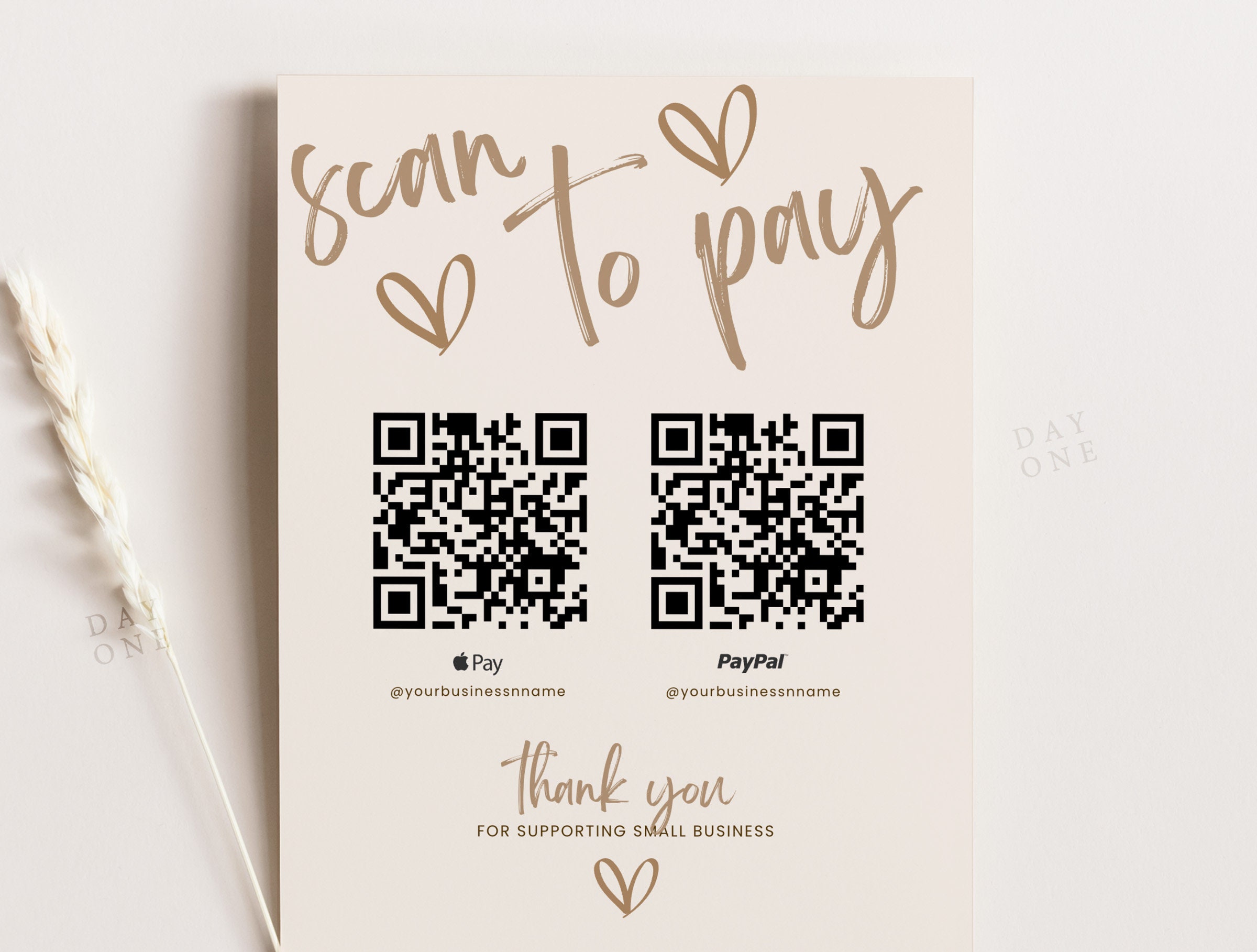 Custom Small Business QR Code Sign, Scan to Pay Payment Method Sign ...