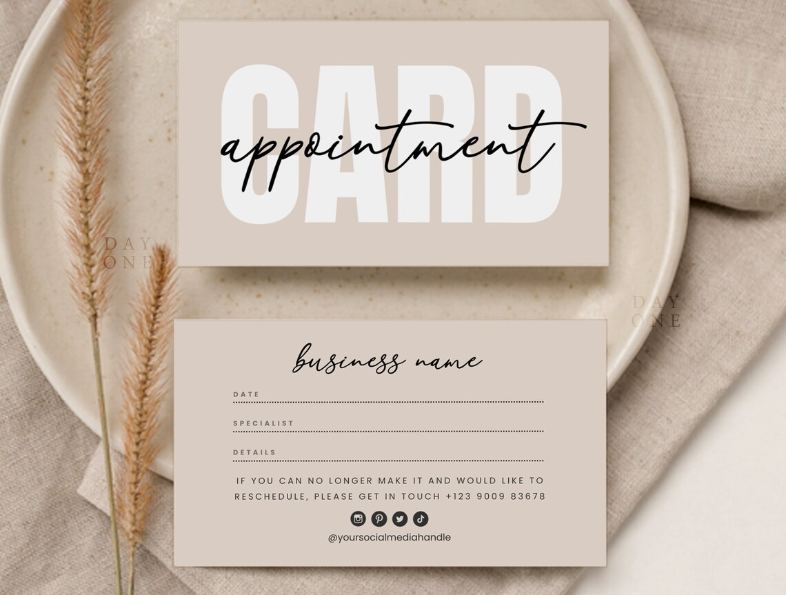 Printable Appointment Template Canva, Appointment Reminder Card Design ...