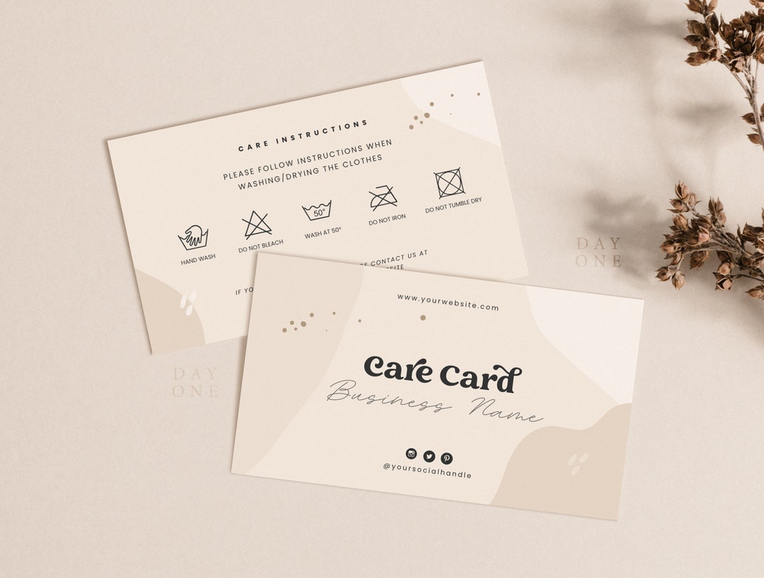 Editable Care Instructions, Printable Instruction Card for Shirts, DIY ...