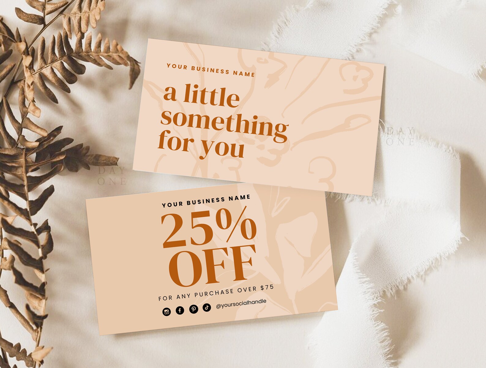 Printable Boho Coupon Card Template, Business Gift Card Canva Template ...