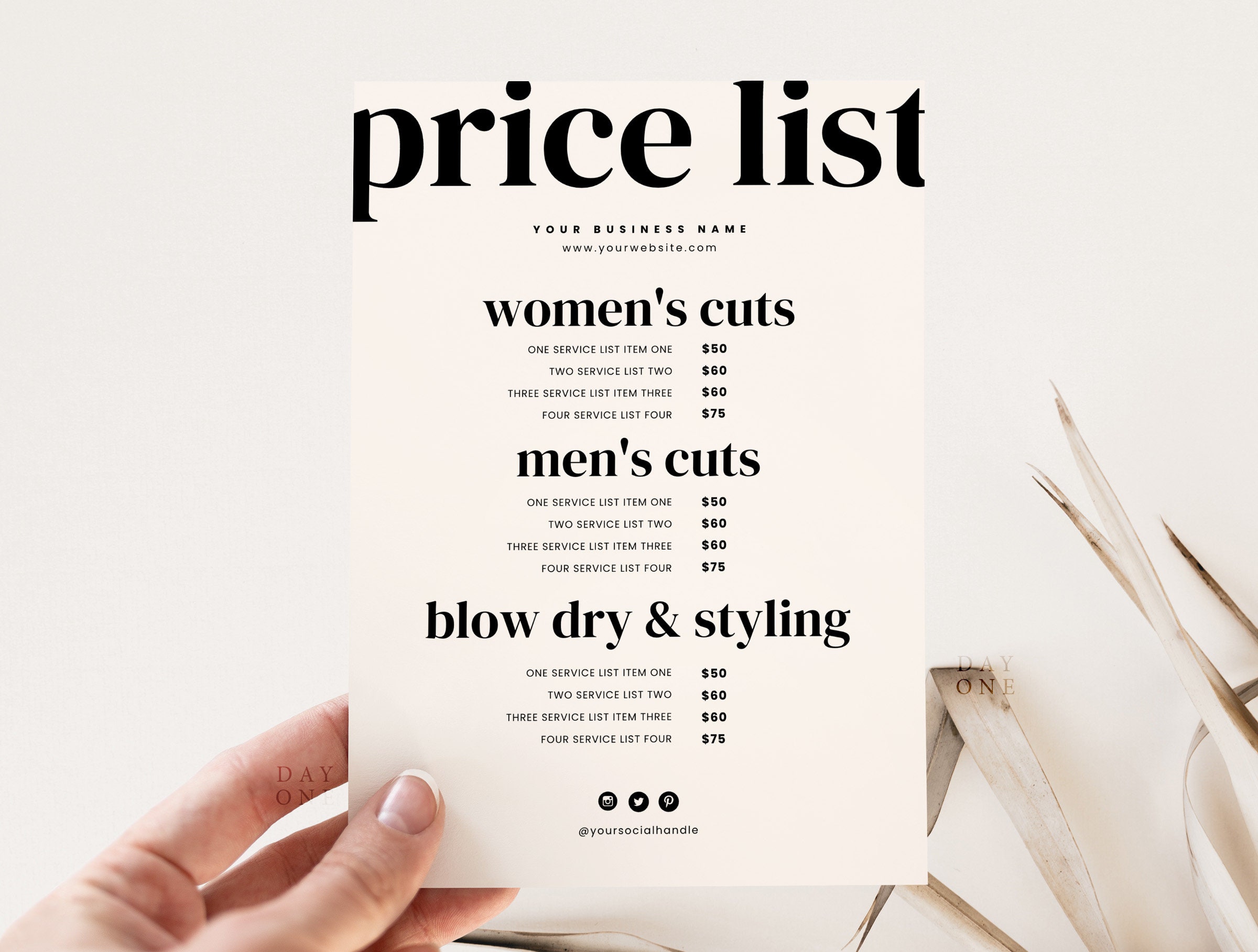 Digital Price List Template Canva Editable List of Services - Etsy UK
