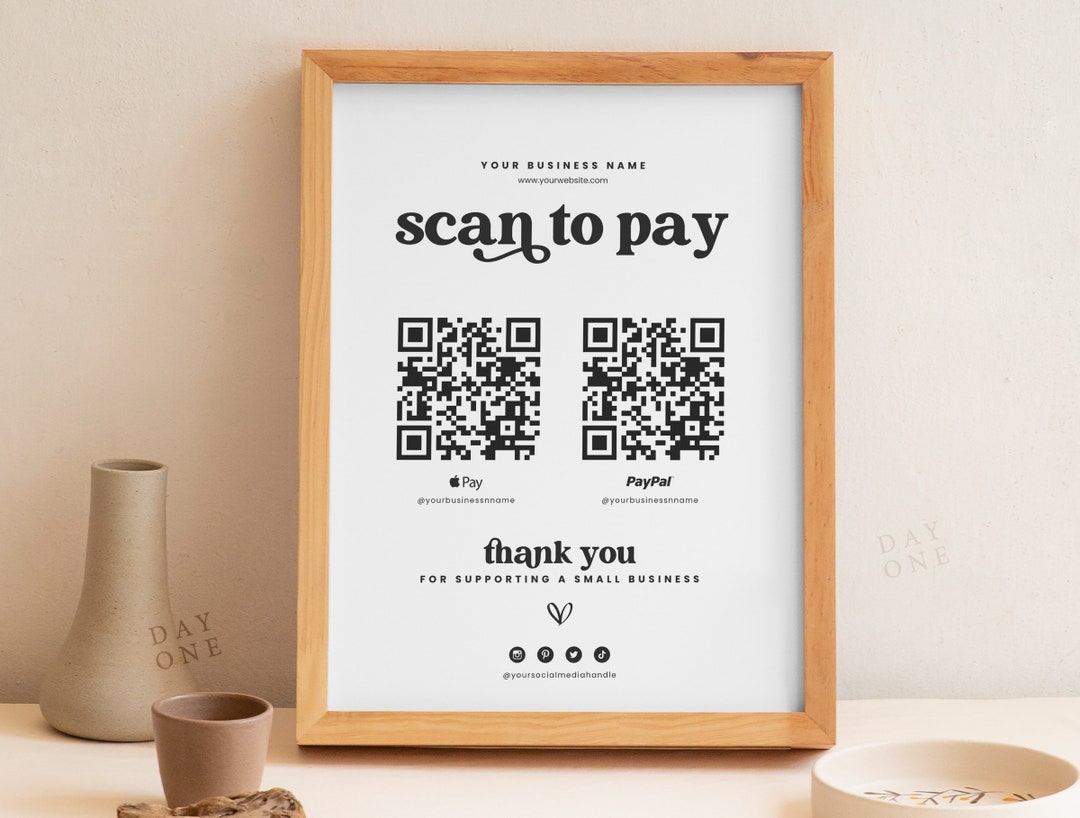 Printable Scan to Pay Payment Method Sign, Editable Small Business Sign ...