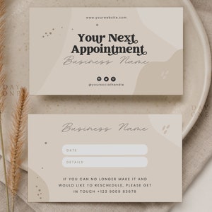 Printable Appointment Card Design Canva, Appointment Reminder Template, Custom Boho Beauty Salon ...