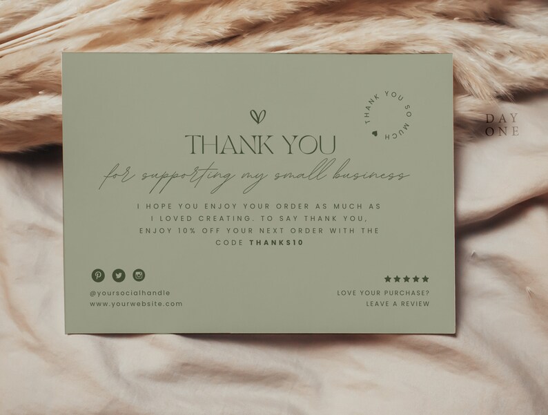 Business Thank You Card Printable, Editable Boho Thanks for Your ...