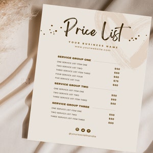 Editable Digital Price List Template Canva Boho Service Product Menu ...