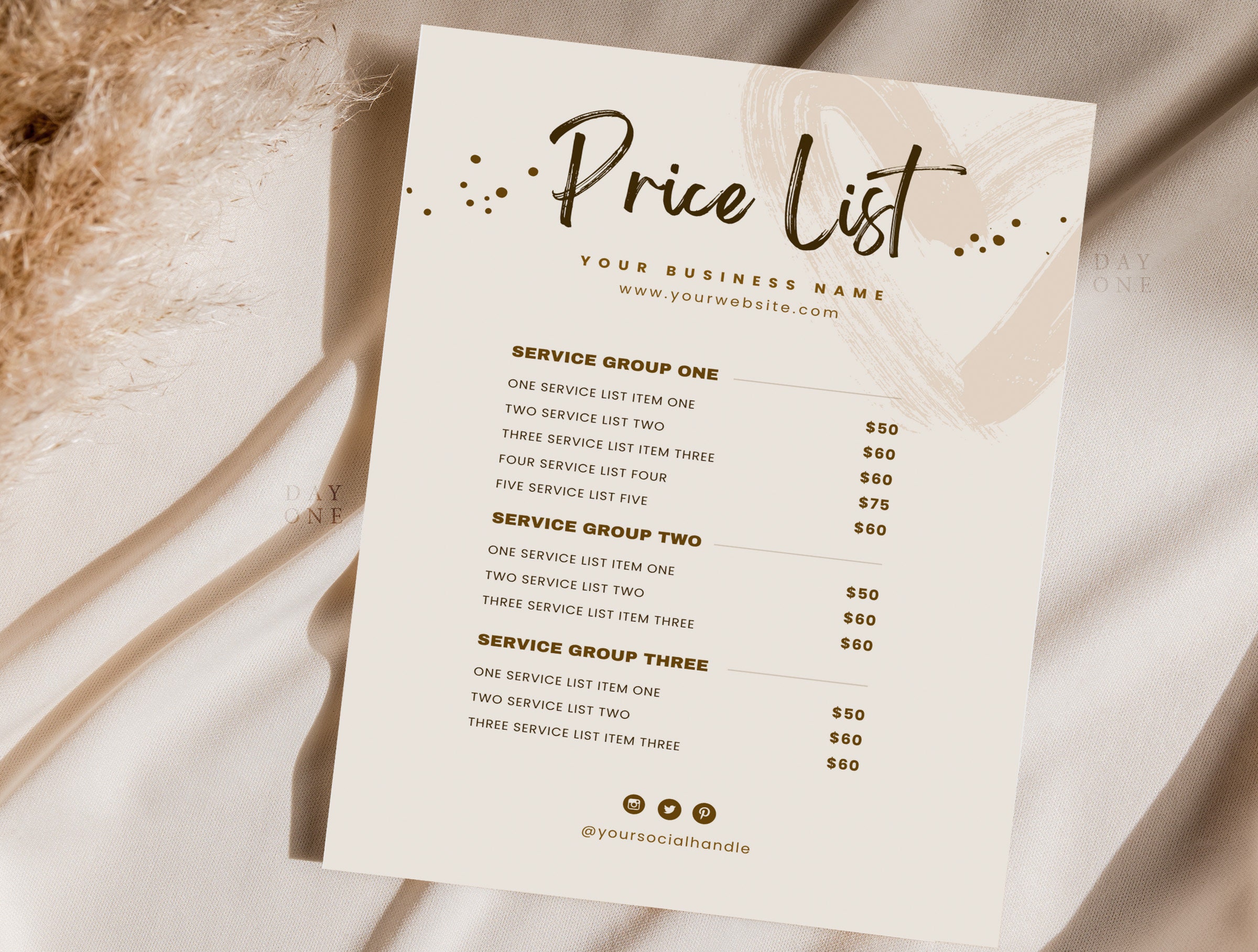 Editable Digital Price List Template Canva Boho Service Product Menu ...