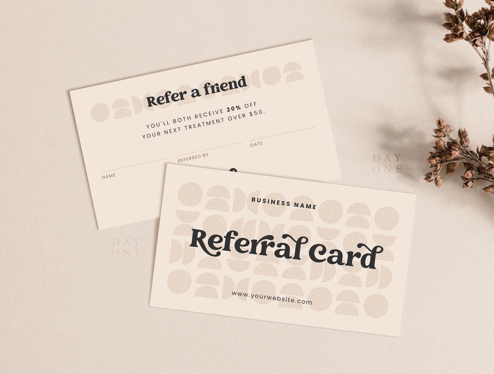 Boho Refer a Friend Card Template Chic Feminine Small - Etsy