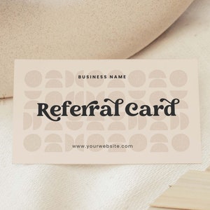 Boho Refer a Friend Card Template, Chic Feminine Small Business ...