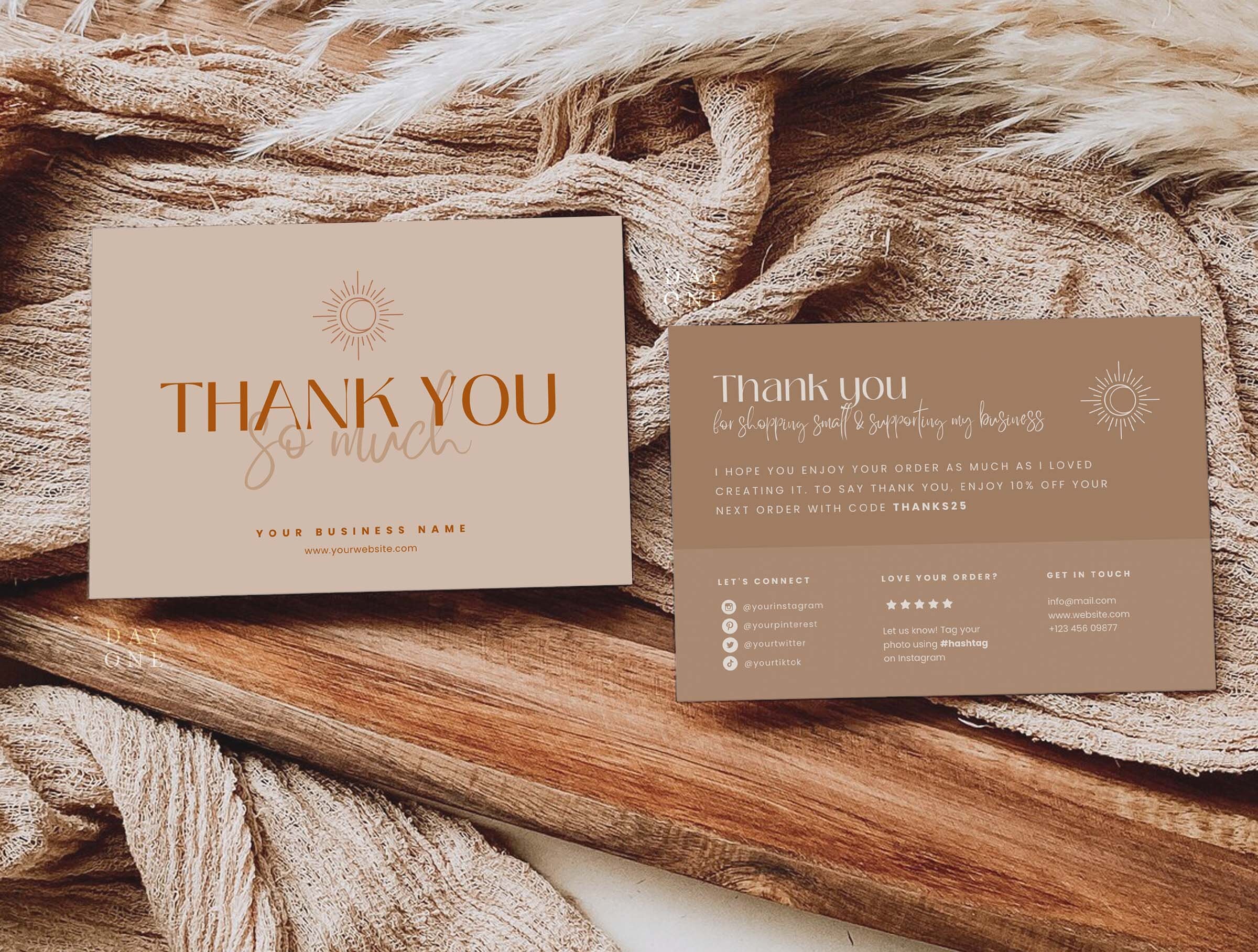 Editable Boho Business Thank You Insert Template, Custom Small Business ...