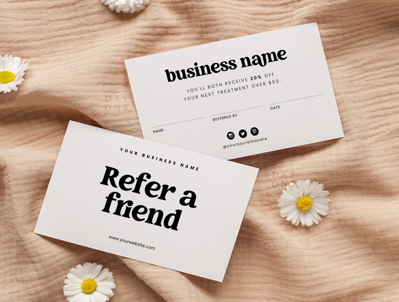 Retro Customer Loyalty Reward Card, Printable Referral Card Template ...