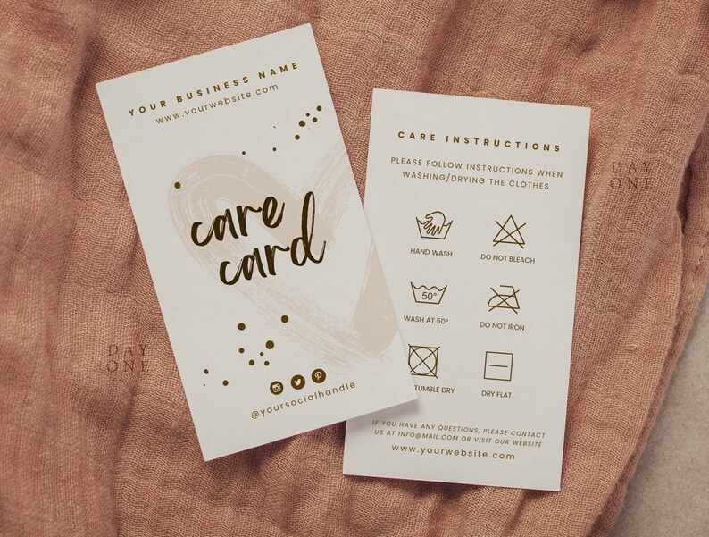Custom Wash Care Card Template, Printable Garment Care Instructions ...