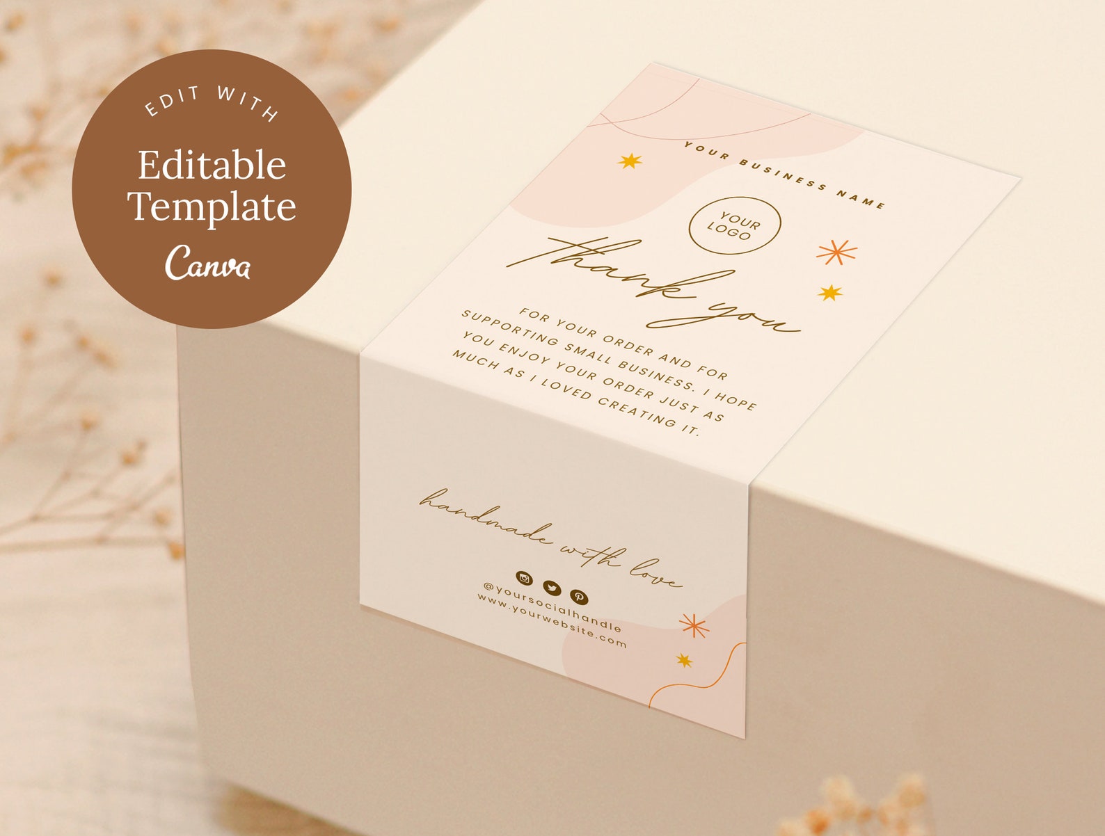 Editable Box Label Template, Custom Boho Packaging Label, Order ...