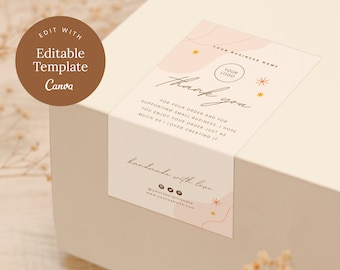 Box Label Template Canva Order Packaging Seal Sticker Editable ...