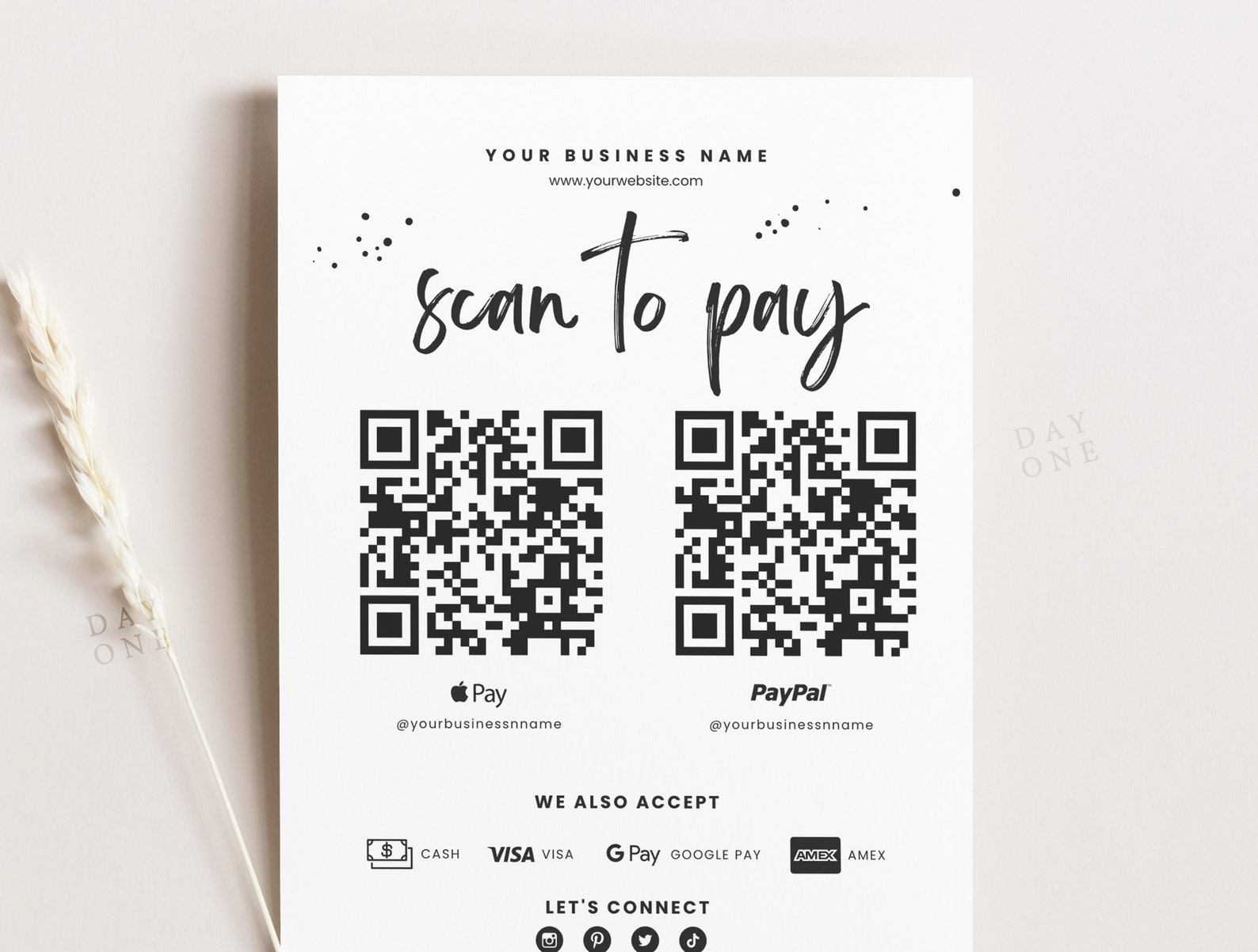 Editable Scan to Pay Payment Method Sign, Small Business Sign ...