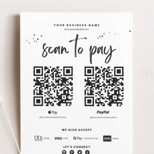 Editable Scan to Pay Payment Method Sign, Small Business Sign ...
