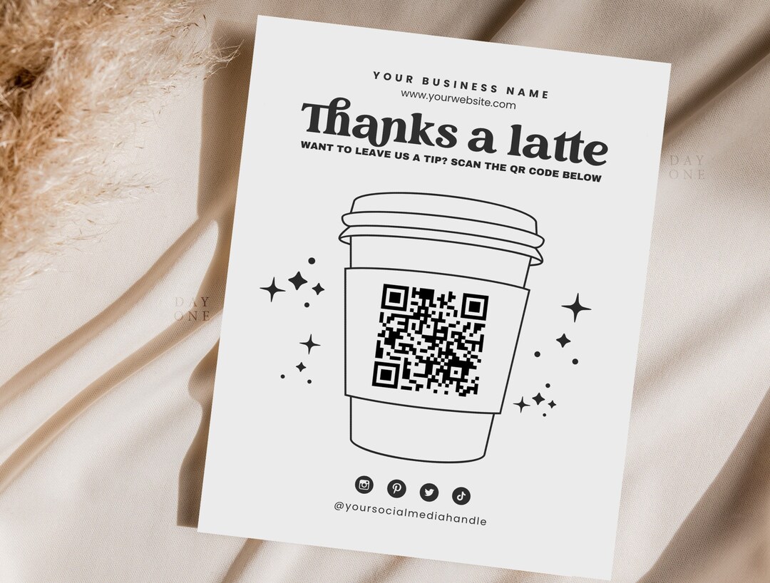 Virtual Tip Venmo Sign Template Canva, Small Business Thanks a Latte ...