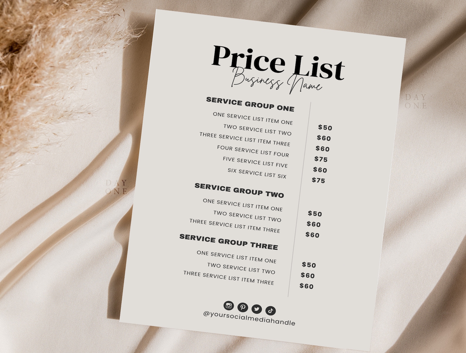 DIY Printable Price List Template, Editable Price Sheet, Electronic ...