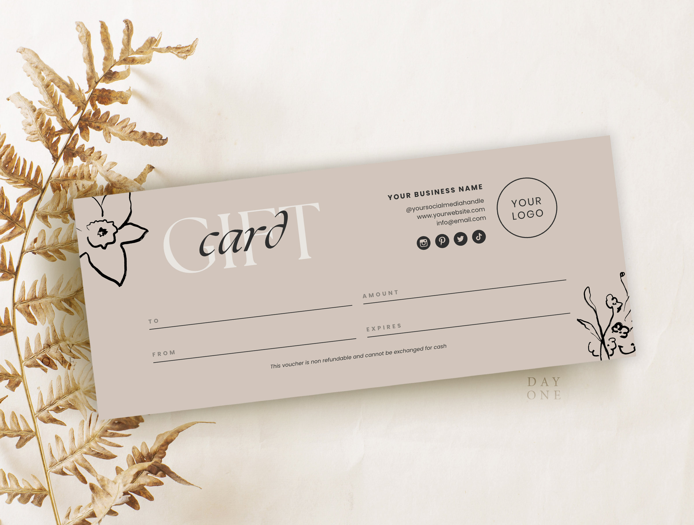 Printable Gift Certificate Template Canva, Editable Gift Voucher, Boho ...