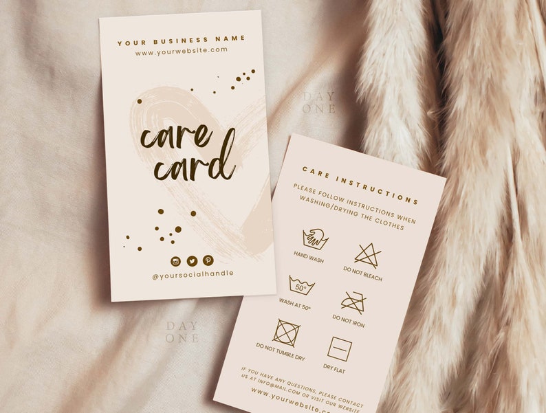 Custom Wash Care Card Template, Printable Garment Care Instructions ...