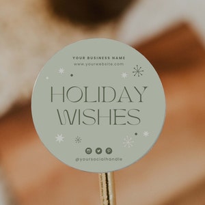 Printable Business Holiday Stickers, Custom Branded Packaging, Editable ...
