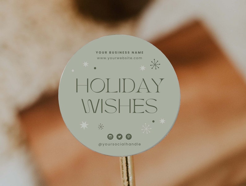 Printable Business Holiday Stickers, Custom Branded Packaging, Editable ...