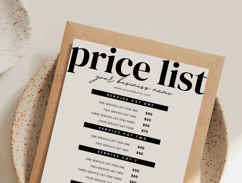 Price List Template, Editable Price List Canva Template, Electronic ...