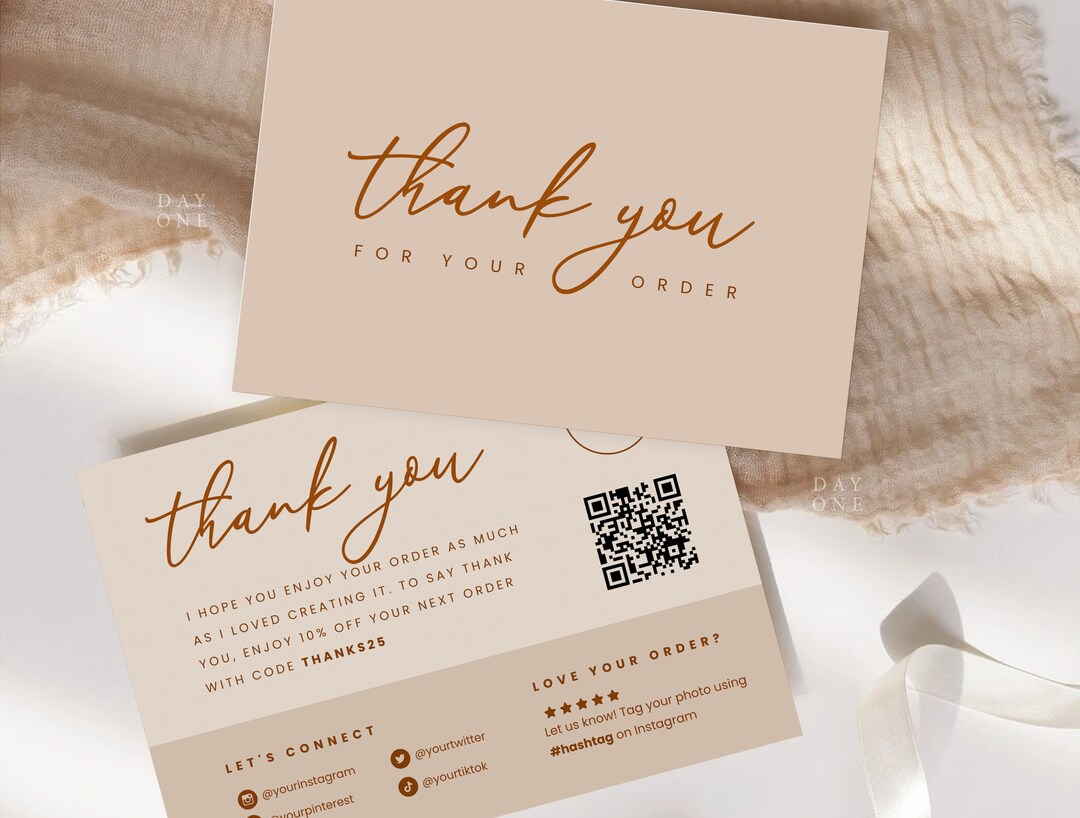 Business Thank You Card Template With QR Code, Printable DIY Thank You ...