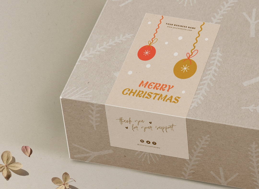 Editable Christmas Box Seal Sticker, Cute Printable Small Business ...