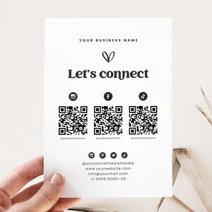 Social Media Business Sign Template Canva With QR Code, DIY Follow Us ...