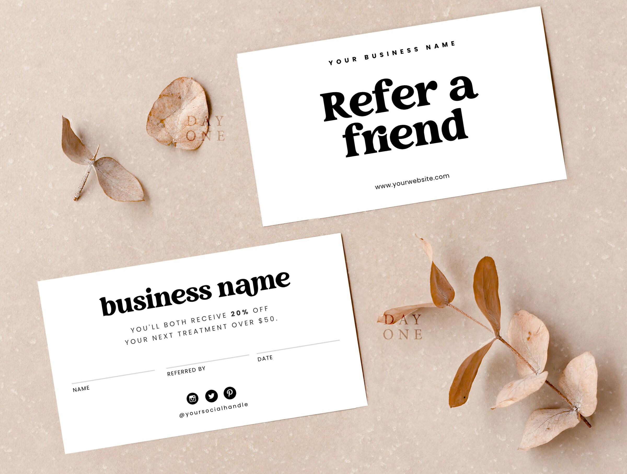 Retro Customer Loyalty Reward Card, Printable Referral Card Template ...